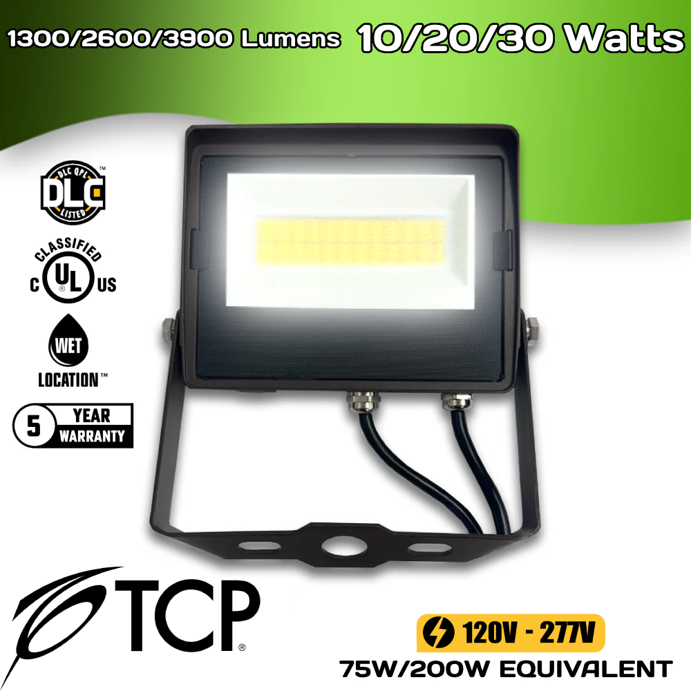 LED Flood Light Yoke Mounted - 10/20/30 Watts - 1300/2600/3900 Lumen